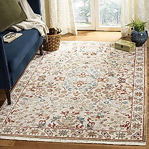 SAFAVIEH Kashan Collection 9' x 12' Ivory / Ivory KSN301C Traditional Oriental Non-Shedding Living Room Bedroom Dining Home Office Area Rug