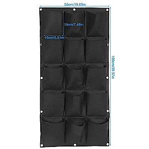 Vertical Hanging Garden Planter Wall Mounted Plant Grow Bag for Indoor Outdoor Decoration,Black (15 Pockets)