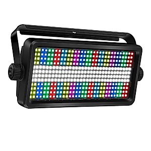 OPPSK LED Stage Strobe Effect Lights - 120W RGBW DJ Light with 48 Zones Chasing by DMX Control Sound Activated Auto Play Wall Washer Uplight for Christmas Party Church Wedding Club Stage Lighting