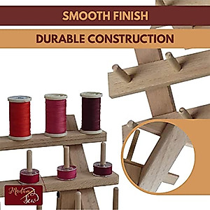 Madam Sew 60-Spool Sewing Thread Rack for Spools of Thread – Free Standing or Wall Mount Embroidery Thread Spool Holder with Attached Eyelets for Sewing Organization and Storage