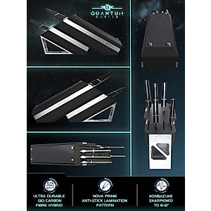 Dalstrong Knife Block Set - 5 Piece - Quantum 1 Series - American Forged BD1N-VX Hyper Steel - Carbon Fibre G10 Hybrid Handle - Professional Kitchen Set - Knife Set