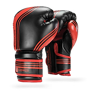 Sanabul Core Gel Training Boxing Gloves for Men and Women Advanced Muay Thai and Kickboxing Gloves Heavy Bag & Boxing Sparring - Black/Red, 16 oz