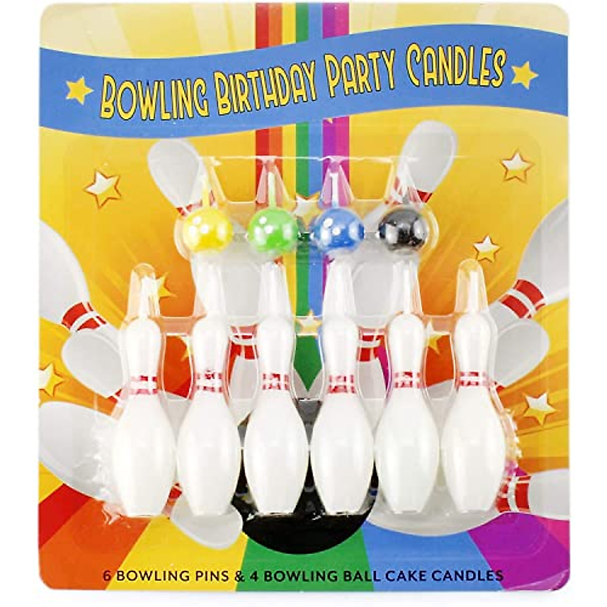 Cornucopia Bowling Cake Candle Set (20-Piece Pins and Balls Birthday Candle Set), 20 Candles Total with 12 Pins and 8 Colored Balls