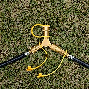 SHINESTAR 1/4" RV Propane Quick Connect Y Splitter for RV, Trailer, Camper and More, 2 Way LP Gas Adapter with 1/4" Quick Disconnect