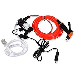 Electric Pressure Washer Pump, 80W 130 PSI 12V Portable High Pressure Car Washer Pump, Powerful Washing Car Water Pump Kit with Hose for Home Garden Vehicles Projects Patio Lawn Garden