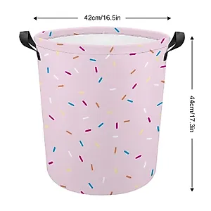 Pink Ice Cream Sprinkles Laundry Storage Basket Waterproof Foldable Laundry Hamper with Handles for Baby Nursery College Dorms Kids Bedroom