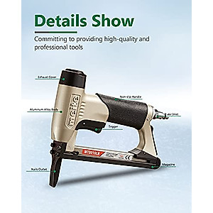meite MT8016LN Pneumatic Upholstery Stapler 21 Gauge 80 Series 1/2-Inch Crown 1/4" to 5/8" Length Air Fine Wire Stapler Gun with Long Nose