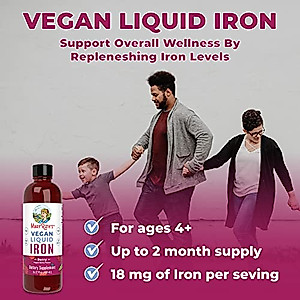 Iron Supplement for Women Men & Kids | Liquid Iron Supplement for Women Men & Kids | Iron Supplement for Iron Deficiency | Immune Support | Sugar Free | Vegan | Non-GMO | Gluten Free | 15.22 Fl Oz