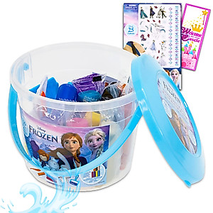 Disney Frozen Bath Toys for Girls Bundle - 17 Piece Frozen Bath Set with Colorful Molding Soaps, Crafting Toys, Bucket, More