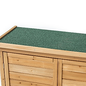 TAKUKA Outdoor Storage Cabinet with 2 Shelves, Wooden Garden Shed with Double Doors& Waterproof Roof，Outside Utility Tool Organizer for Garden Farm Backyard