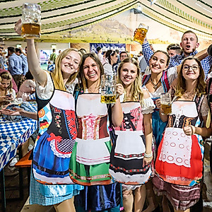 Heartome 4 PCS Oktoberfest Costumes, Oktoberfest Women Aprons, Oktoberfest Party Supplies Female German Oktoberfest Dress Novelty Women Outfit Bavarian Fraulein Oktoberfest Party Costume Apron Set