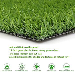SHACOS Artificial Grass Rug 3x5 Feet 1.2 inch Outdoor Fake Grass Turf Mat Turf Grass Rugs with Drainage Holes Grass Carpet for Dogs Gym Patio Yard Balcony Landscape Lawn Deck Decor