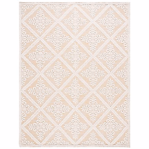 SAFAVIEH Vermont Collection 9' x 12' Ivory/Gold VRM306D Handmade French Country Floral Trellis Premium Wool Living Room Dining Bedroom Area Rug