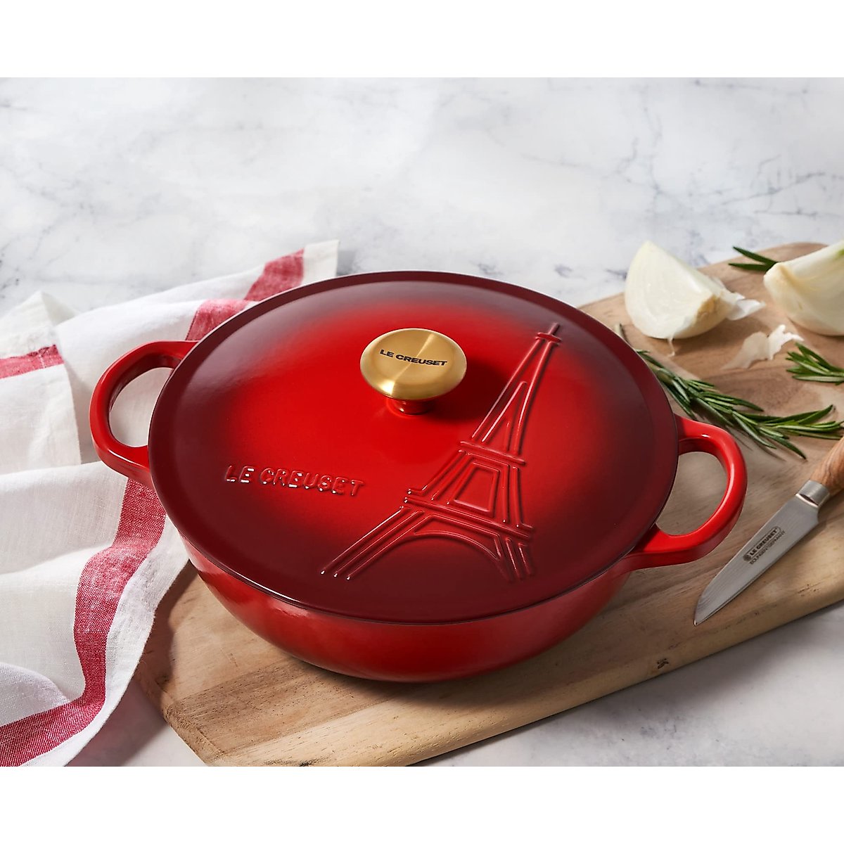 Le Creuset Eiffel Tower Collection Enameled Cast Iron Signature Braiser with Lid, 3.5 qt., Cerise