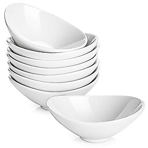 DOWAN Ceramic Dip Bowls, 3 Oz 8 Pack White Dipping Bowls, Mini Serving Bowls for Side Dishes, Sushi Soy Sauce Dish, Gravy Boat Porcelain Dipping Sauce Cups for BBQ and Party Dinner