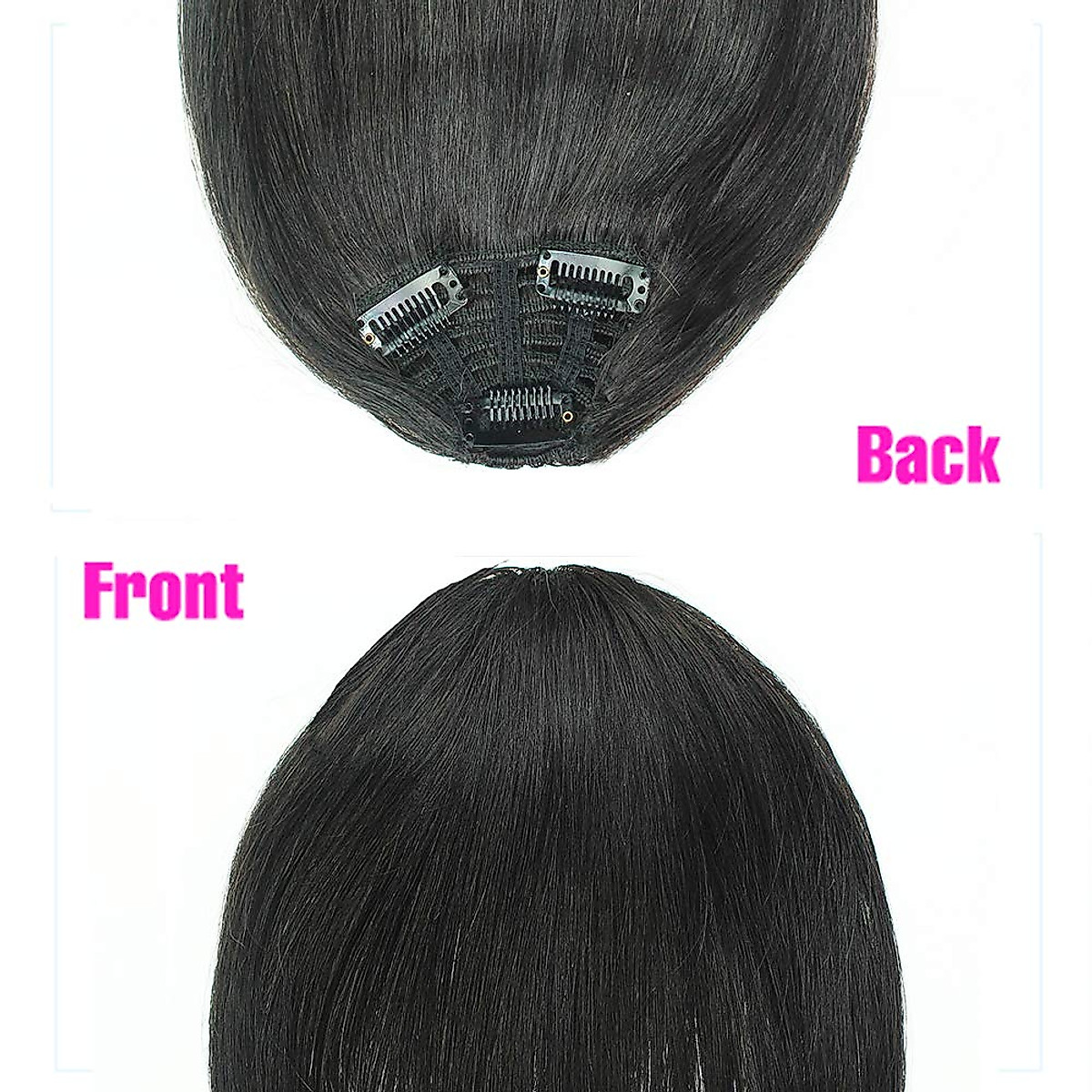 Clip in Bangs Natural Black Bangs Clip in Fringe Hair Extensions Remy Human Hair with Temples Natural Color for Women