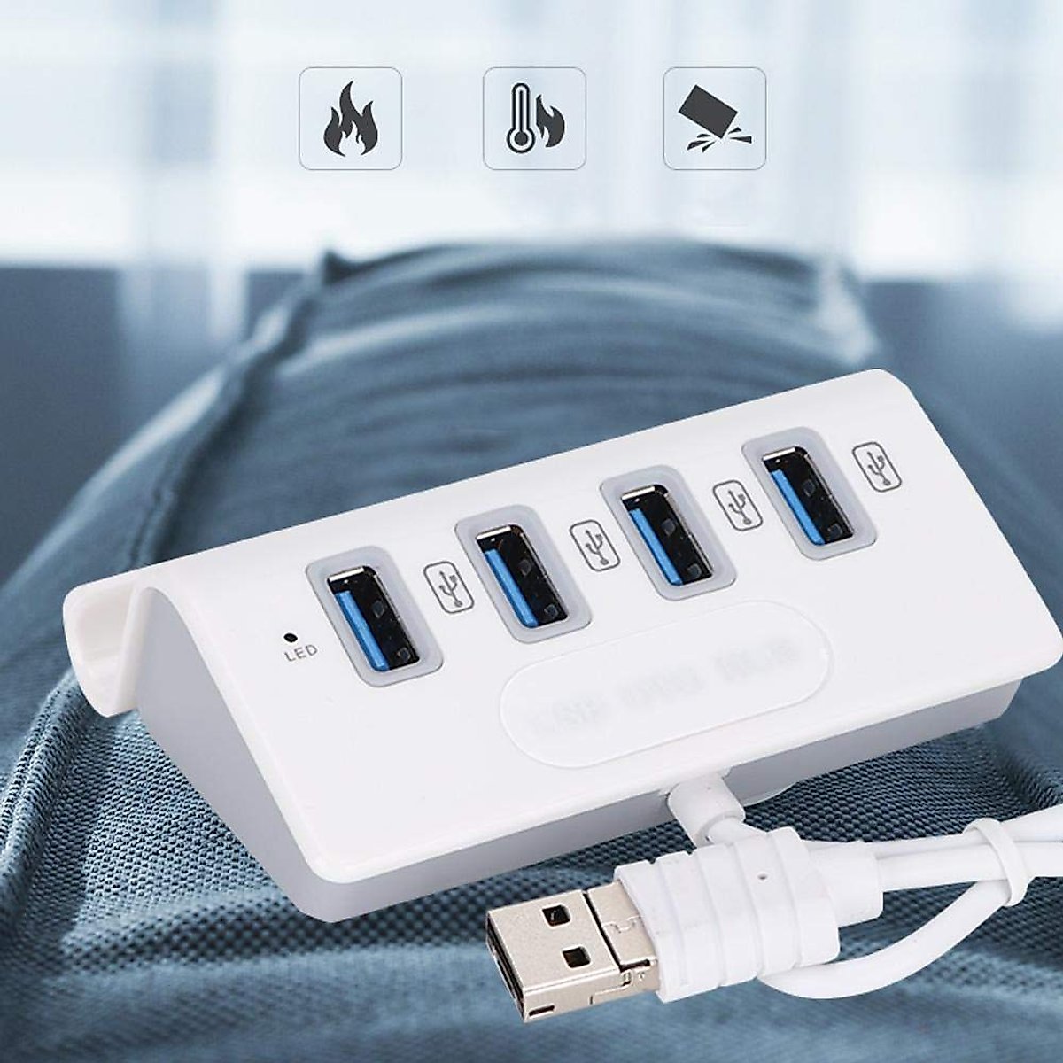 4 Port Multiple Interfaces USB Hub OTG Adapter for Phone Tablet Desktop with 480Mbps Data Transmissiom Rate, Strong Compatibility.
