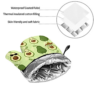 HISORO Cute Avocados Oven Mitts and Pot Holders Sets for Gift Set Kitchen Heat Resistant Waterproof Durable for BBQ Cooking Baking