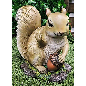 Ebros Gift Large Rude Squirrel Pointing Middle Finger with Acorn Nutty Welcome Guest Greeter Statue 10" Tall Whimsical Woodlands Funny Animal Squirrels Chipmunks Flipping Off Home Decor Figurine
