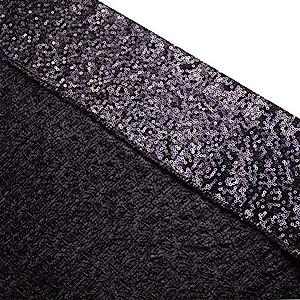 SquarePie Sequin Backdrop Not See Through Thick Background Glitter Curtain for Party 6FT x 6FT Black