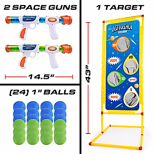 USA Toyz Astroshot Gemini Shooting Games for Kids - 2pk Soft Foam Ball Popper Toy Foam Blasters and Guns, 2-Player Toy Guns Set with Standing Shooting Target and 24 Soft Foam Balls