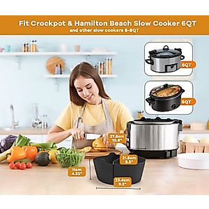 Horuhue Silicone Slow Cooker Liners Fit for Crockpot & Hamilton Beach 6-7QT, Silicone Slow Cooker Divider Liner, Reusable/BPA Free/Slow Cooker Accessories Cooking Liner for Most 6 Quart Slow Cooker