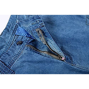 Men's Casual Denim Short Plus Size Casual Loose Fit Short Cargo Jean Pants Hip Hop Work Short Jeans With Pockets (Blue,38)