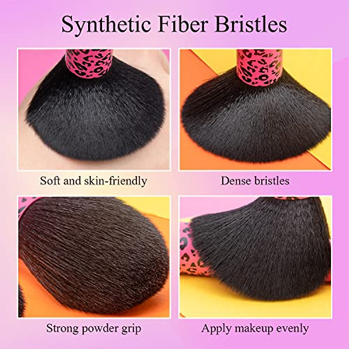 SHE HAS Makeup Brushes Set for Beginners Colorful Makeup Brush Kit Set 8Pcs Cute Make Up Brushes for Girls Premium Synthetic Face Powder Blush Contour Concealer Eyeshadow Leopard Print Makeup Brushes