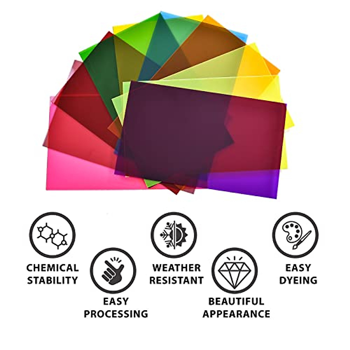 10 Pieces & 10 Colors 8" x 12" x 0.118" Transparent Colored Cast Acrylic Sheets, Plexiglass Plastic Sheet for Cutting, Engraving Signs, DIY Projects. - XLNT TECH