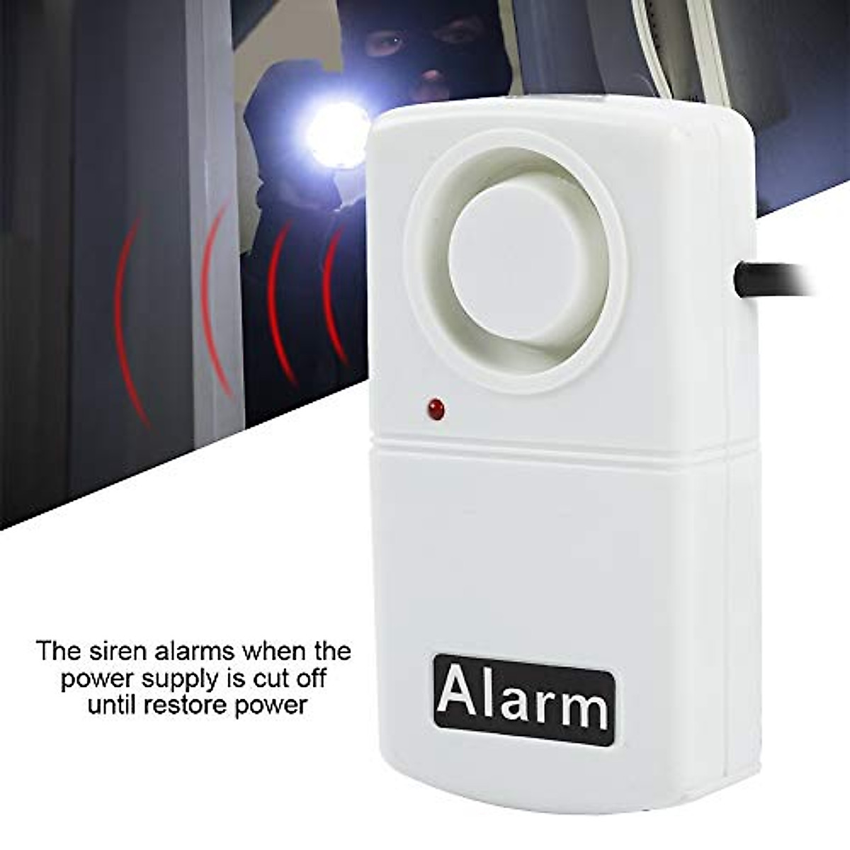 Automatic Power Cut Failure Alerter LED Indicator Smart 120db Outage Alarm Warning Siren, Needs 9V Battery (Not Included)