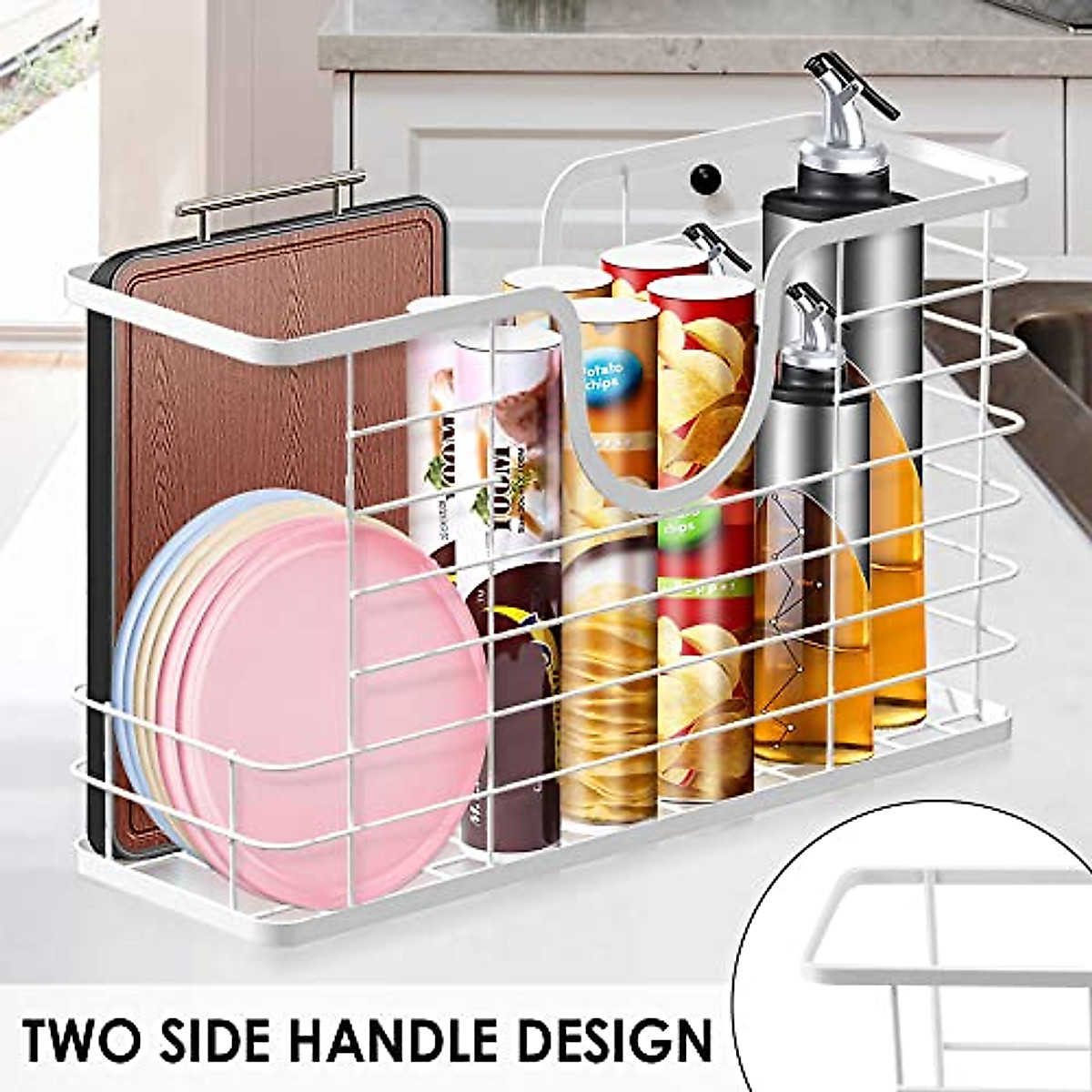 Dalanpa Multifunctional Kitchen Pot Lid Holder, Kitchen Cutlery Basket, Pot Lid Storage Organizer for Pot Lids, Pots, Cutting Boards, Tableware