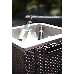 Keter Beer and Wine Cooler Table Perfect for Your Patio, Picnic, and Beach Accessories, Brown