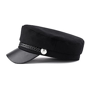 Brcus Men Women Yacht Captain Sailor Hat Newsboy Cabbie Baker Boy Peaked Beret Cap Black