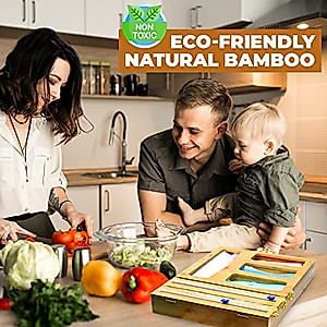 MADDIS -Ziplock Bag Storage Organizer, 6 In 1 Foil and Plastic Wrap Organizer with cutter, Ziplock Bag Storage Organizer for Kitchen Drawer or wall,Foil Organizer compatible with 12 inch size rolls.