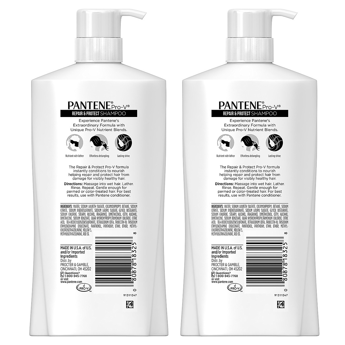 Pantene, Shampoo, Pro-V Repair and Protect for Damaged Hair, 30.4 fl oz, Twin Pack