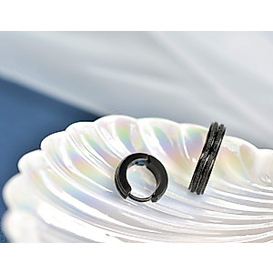 Stainless Steel Hoop Earrings For Men's Women's,Silver/Gold/Black/Blue Hypoallergenic Round Huggie Earrings,Fashion Punk Earrings Piercing Jewelry,Simple Stylish Loop Earring,Gift for Him Her Birthday