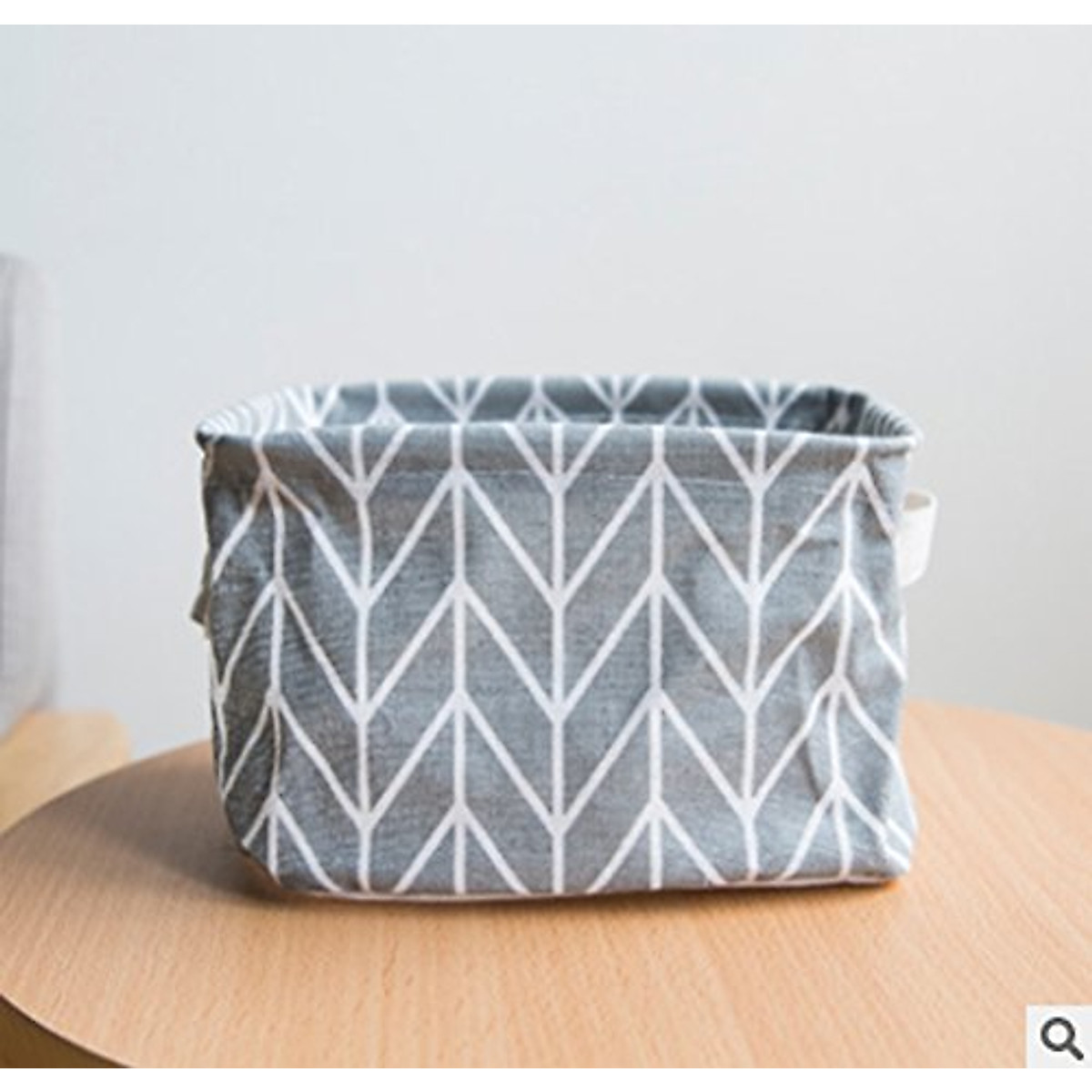 Lannu Pack 4 Canvas Storage Bins Basket Organizers Foldable Fabric Cotton Linen Blend Storage Bins for Makeup, Book, Baby Toy Basket, 8x6x5.5 inch