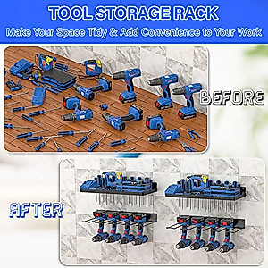 Power Tool Organizer - (4-pack/2 set) Drill Holder Wall Mounted, Utility Power Tool Storage Rack for Drill, Solid Garage Tool Storage Shelves, Separated Tool Rack for Warehouse Workshop Men Father