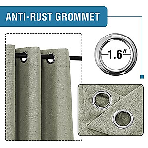 100% Blackout Faux Linen Curtains 96 inches Long Thermal Curtains for Living Room Textured Burlap Curtains with Double Face Linen Grommet Soundproof Bedroom Curtains 52 x 96 Inch, 2 Panels - Sage