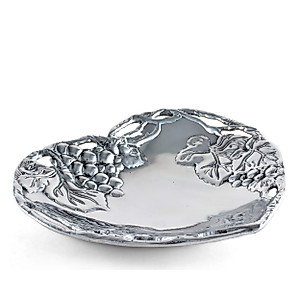 Arthur Court Aluminum Grape Heart Coupe Tray, 9.5 x 10 inch - Romantic Sand-Cast Design, Ideal for Mother's Day or Anniversary