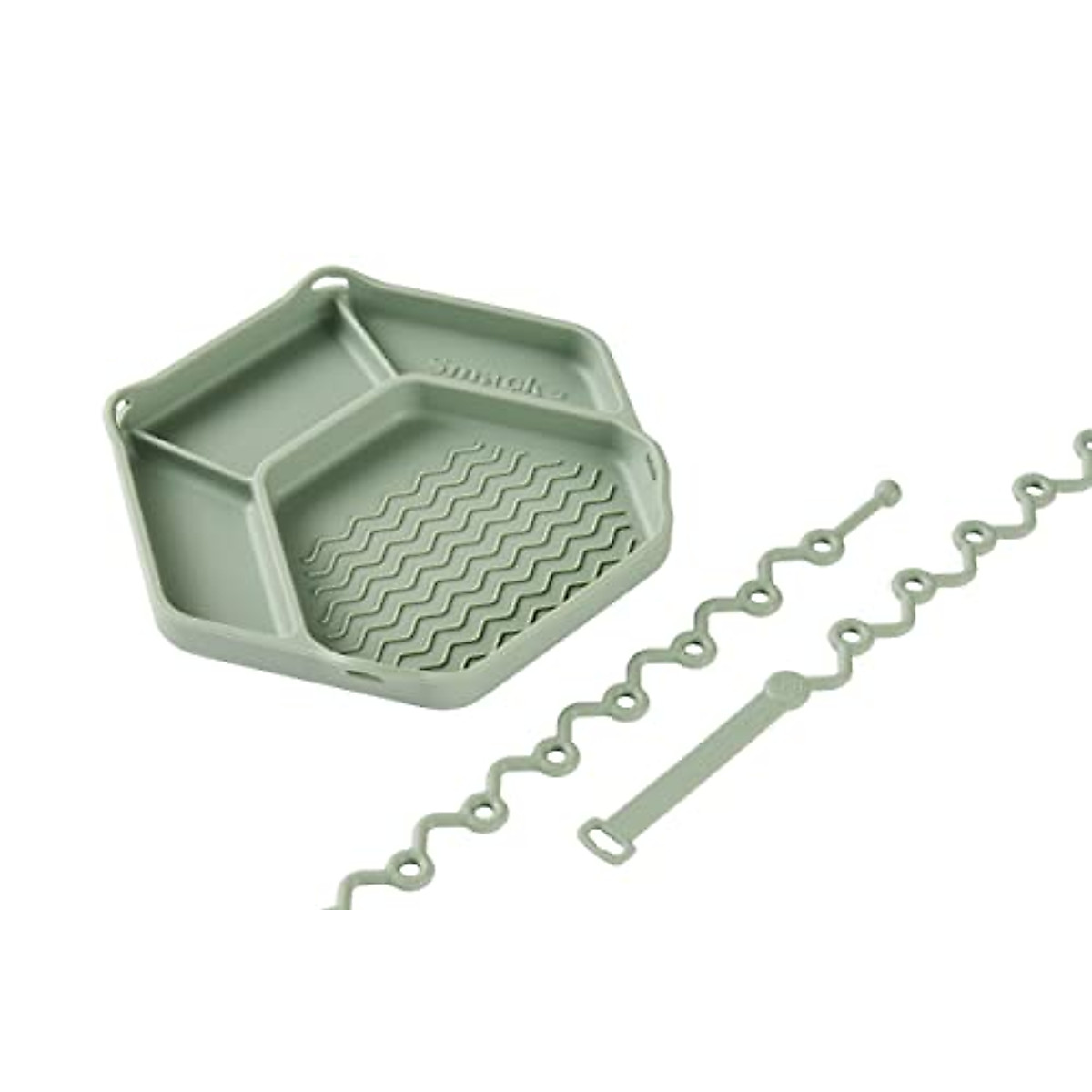 Smack Fun - All-in-one plate + toy straps attachment system - Divided Silicone Suction Plate for Babies + Toddlers - First Foods + Self-Feeding. Comes with 2 straps (Cambridge Blue)