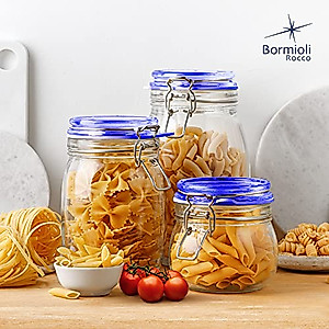 Bormioli Rocco Fido Collection, 2 Pack, 33¾ Oz. Food Storage Glass Jars, Airtight Rubber Seal & Glass Lid, With Stainless Wire Clamp, Made In Italy.