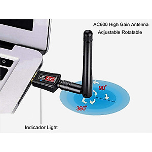 OSGEAR USB WiFi Adapter 600Mbps Wireless Card Network Dongle for PC Laptop Desktop with High Gain 5dBi Antenna Dual Band 802.11a 2.4GHz 150Mbps 5GHz 433Mbps Supports Win10 8 7 XP Vista Mac OS Linux
