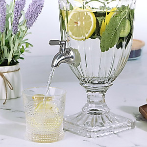 MOLIGOU Glass Iced Beverage Dispenser, 0.8 Gallon Drink Dispenser with Glass Lid and Stainless Steel Spigot, Wide Mouth Beverage Server for Party, Bar