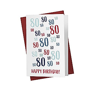 80th Birthday Card - Just A Number 80th Anniversary Card For Brother, Sister, Dad, Mom, Boyfriend, Grilfriend - 80 Years Old Birthday Card - Happy 80th Birthday Card - With Envelope