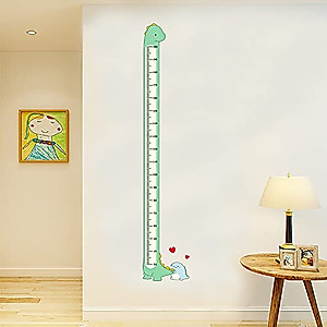 SUPERDANT 2 Sheets/Set Cartoon Height Growth Chart Wall Sticker Green Cute Cartoon Dinosaur Self-Adhesive Height Wall Decal for Play Room Nursery Bedroom Living Room Decor 35"x12"