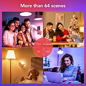 OREiN Matter Smart Light Bulb, Smart Light Bulbs Work with Apple Home, Alexa, Google Home, SmartThings, A19 Color Changing Light Bulbs 2.4Ghz WiFi, 800 Lumens Equivalent 60W 4Pack
