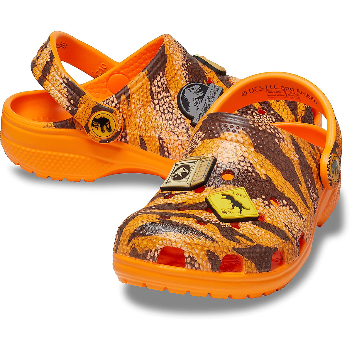 Crocs Jurassic World Classic Clogs, Dinosaur Kid and Toddler Slippers, Orange Zing, 5 US Unisex