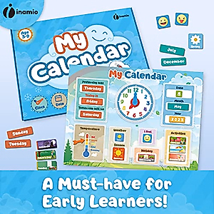 Magnetic Kids Calendar for Learning - Classroom Calendar, Preschool Calendar for Kids - Toddler Calendar, Magnet Calendar for Kids - Days of the Week Chart for Toddlers - Today, Monthly and Weather
