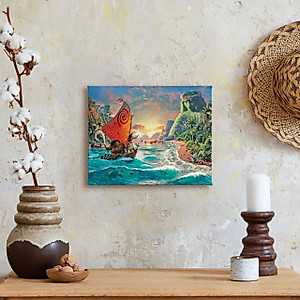 Thomas Kinkade Disney Moana Gallery Wrapped Canvas - Canvas Art | Frameless Wall Art | Certificate of Authenticity Included, 8" x 10"